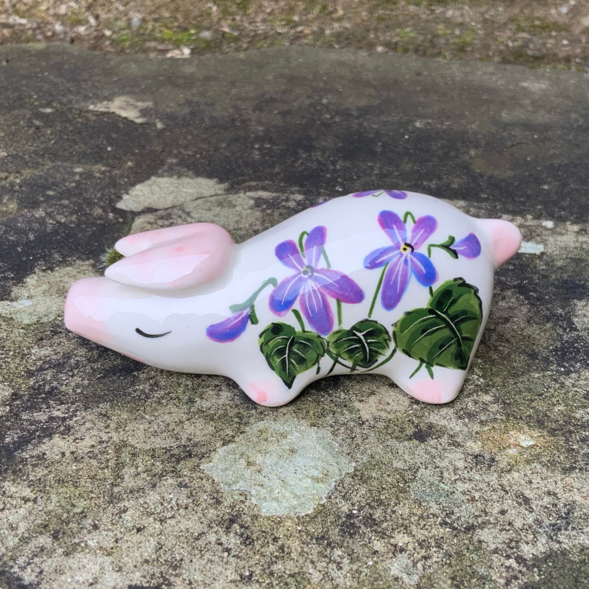 Wemyss Ware Hand Painted Violet Tiny Pig | Griselda Hill Pottery