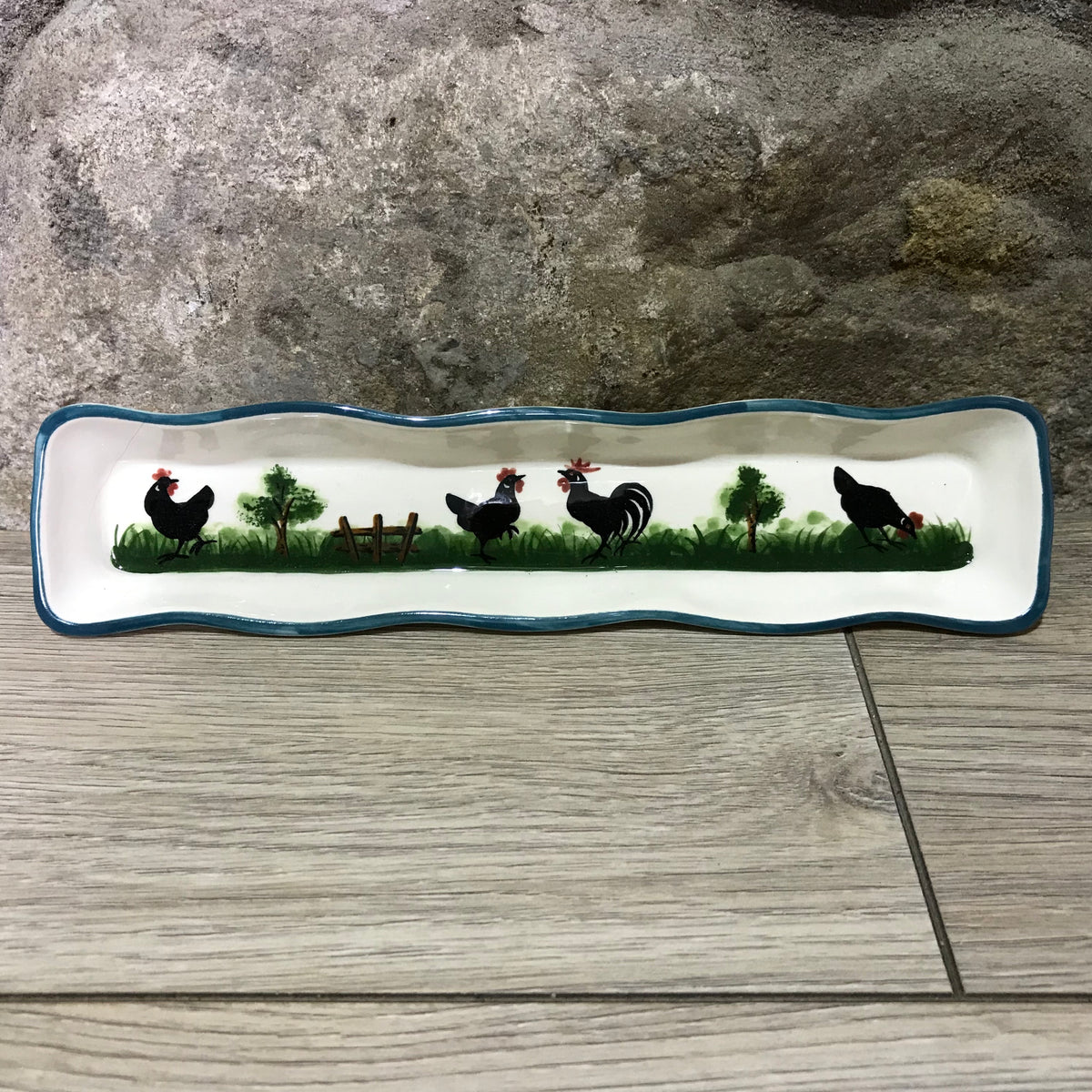 Wemyss Ware Hand Painted Cockerel Fluted Tray | Griselda Hill Pottery