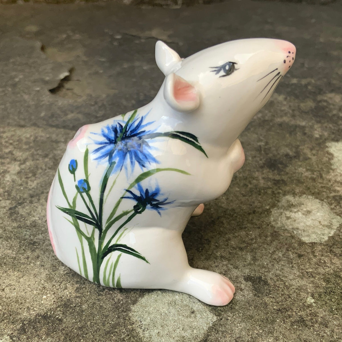 Wemyss Ware Hand Painted Cornflower Mouse | Griselda Hill Pottery