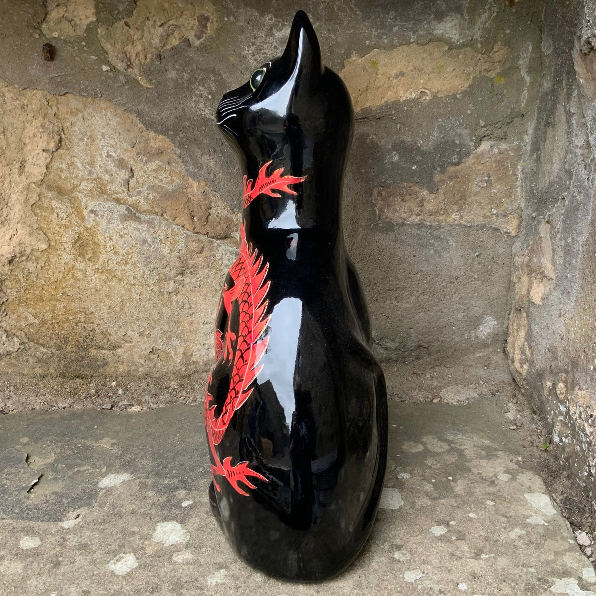 Wemyss Ware Chinese Dragon Large Cat | Griselda Hill Pottery
